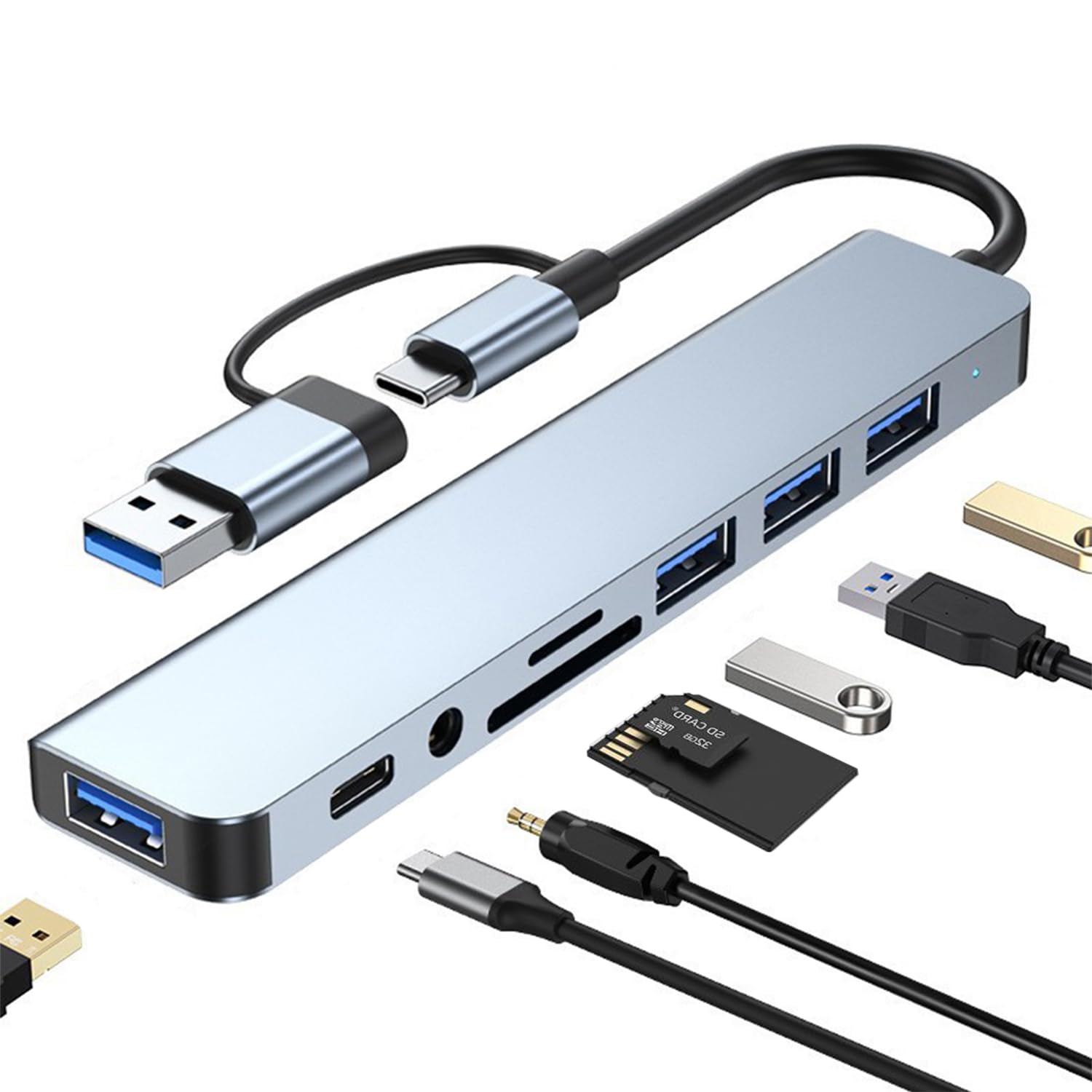 USB C Hub USB Splitter 8-in-1 USB Extender with 4 USB Port 1 USBC Jack ...