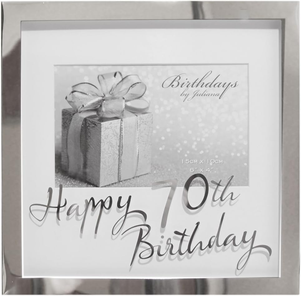 70th Birthday Mirrored Photo Frame 4 x 6 – BigaMart