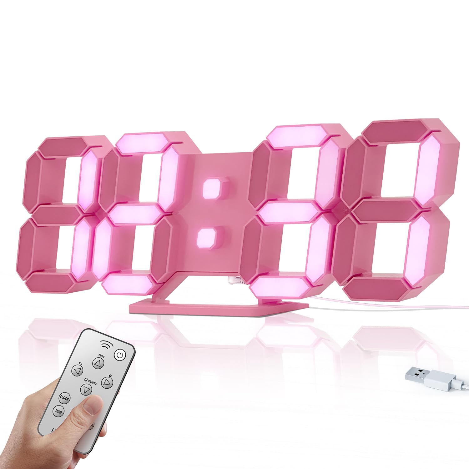 Mua COVERY Pink Digital Wall Clock, 3D LED Desk Clocks, 10 '' Large ...