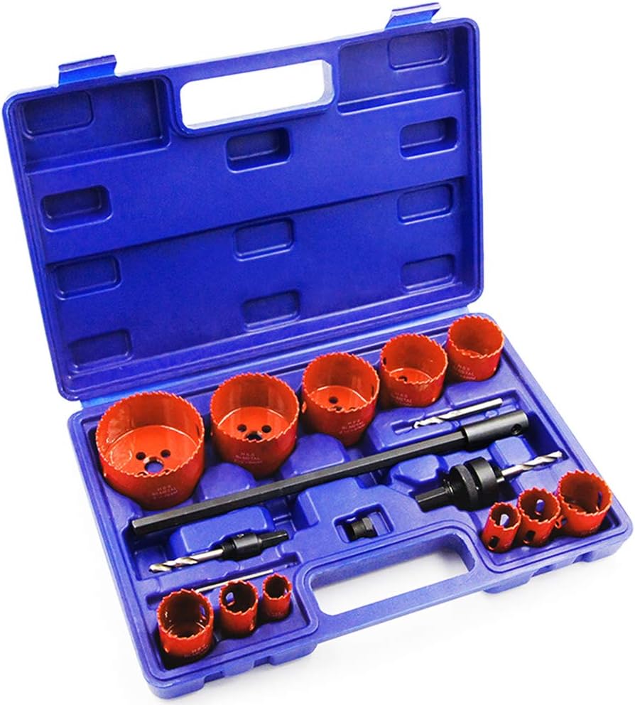Bi-Metal Hole Saw Kit,17Piece High Performance Hole Saw Set with Arbors Replacement Drill Bits ...