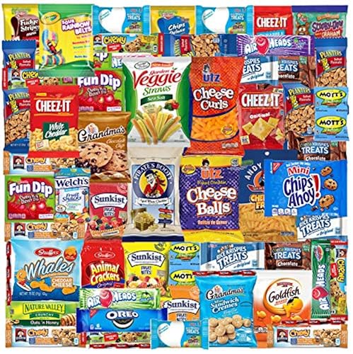 Christmas Snack Box Care Package Variety Pack (52 Count) Cookies Chips ...