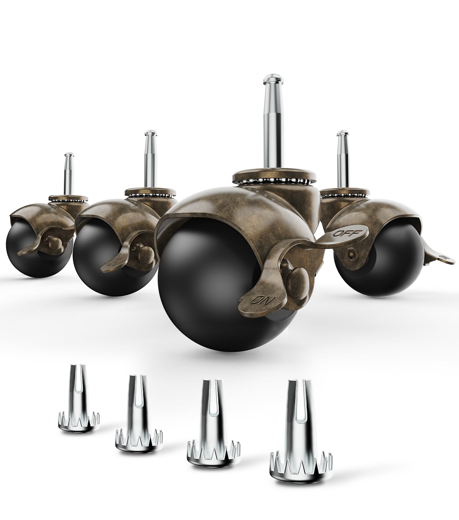 HOLKIE Casters for Furniture Legs Ball Caster Wheels Set of 4, 2 inch ...