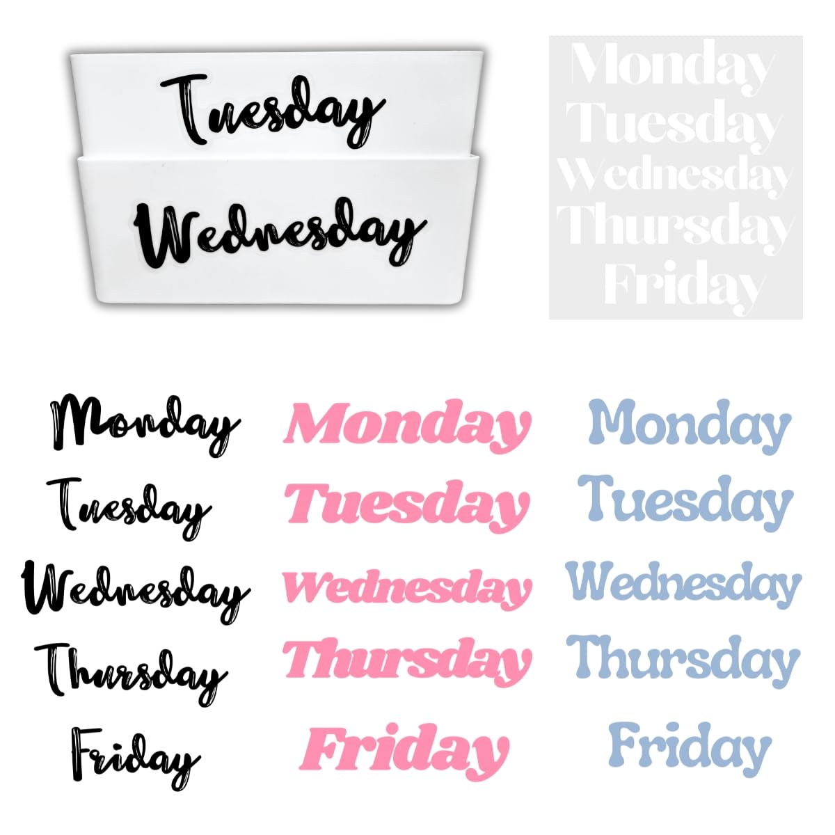 TriluckyDeco 20PCS Days of The Week Stickers for Drawers,Large Day ...