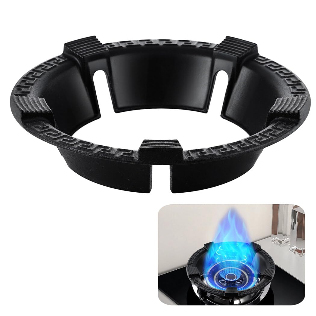 Homaisson Windproof Wok Support Ring, Gather Fire Cast Iron Burner Ring ...