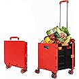 Amazon.com : Foldable Utility Cart Folding Portable Rolling Crate ...