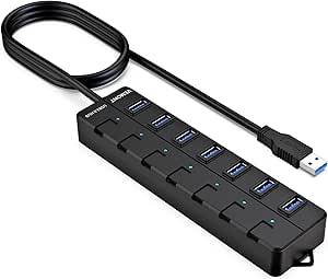 Amazon.com: USB hub,7-Port USB Hub,VEMONT 3.0 USB Splitter with Individual On/Off Switches and ...