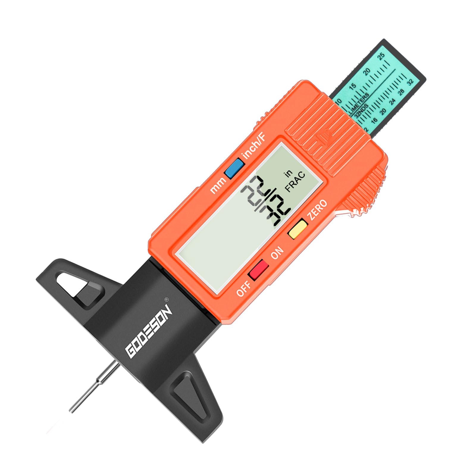 GODESON Tire Tread Depth Gauge, Digital Tire Tread Depth Gauge with 3 Modes-Fractional Inch,Tire ...