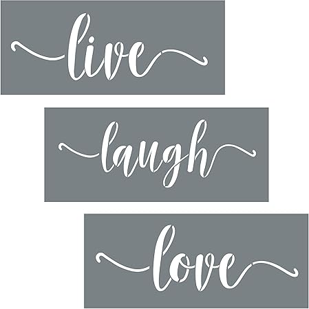 Live Laugh Love Quote Stencils - 3 Modern Script Stencils - Wall ...