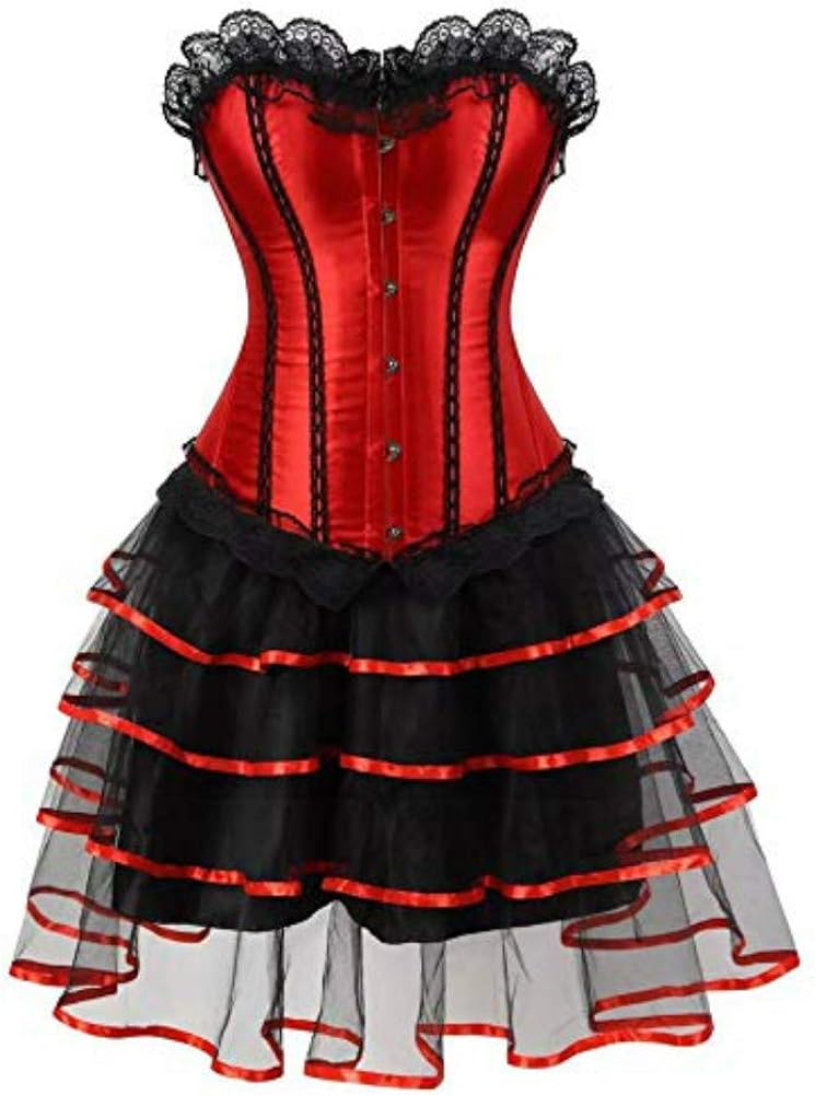 Martya Women's Sexy Gothic Waist Cincher Lace up Boned Basque Corsets ...