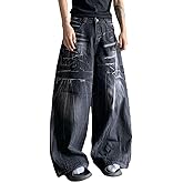 Nutriangee Men's Baggy Wide Leg Barrel Jeans Loose Fit Trendy Cutlass ...