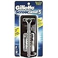 Amazon.com: Gillette Sensor Excel Men's Razor + 3 Razor Blade Refills ...