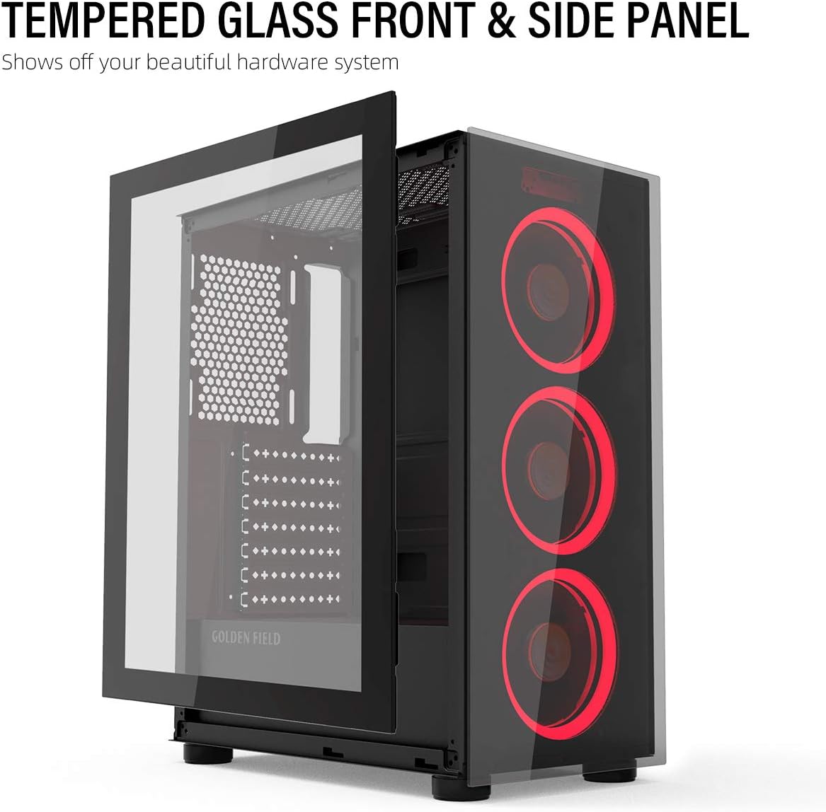 GOLDEN FIELD N18 Gaming PC Case, Mid Tower ATX/M-ATX Case with 3 ...