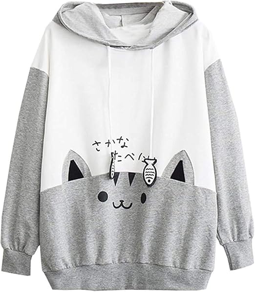 Sudadera con Orejas de Gato Casual Manga Larga Kawaii Sudaderas ...
