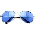 Amazon.com: Vision World Eyewear - Colorful Silver Metal Aviator With ...