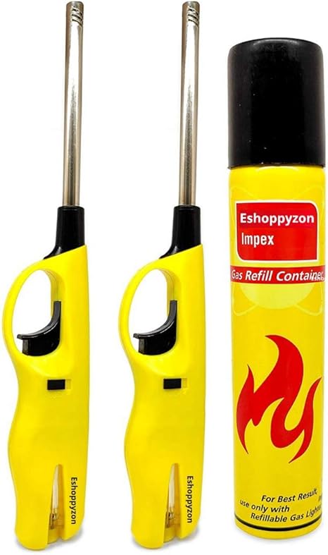 Eshoppyzon® Refilable Gas Lighter for Gas Stove with Refill Gas Bottle ...