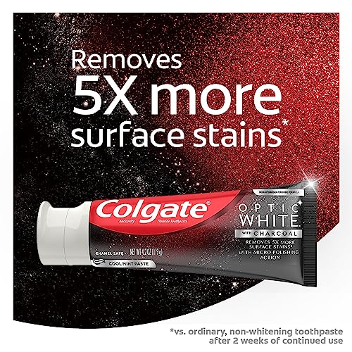Colgate Optic White with Charcoal Whitening Toothpaste, Cool Mint ...