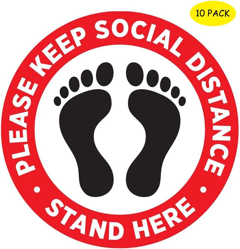 10 Pack Social Distancing Stickers Floor Decals Notice Marker 11 inch ...