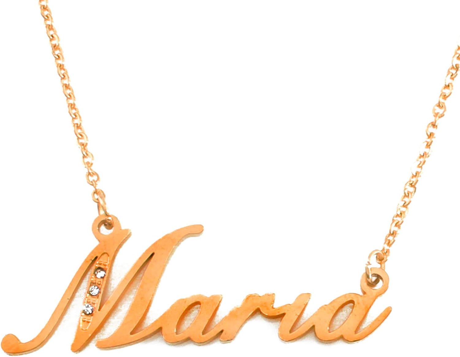 Amazon.com: Italic Maria Name Necklace Gold Plated Personalized Dainty ...
