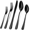 Wildone 40-Piece Black Silverware Set, Stainless Steel Flatware Cutlery Set Service for 8 ...
