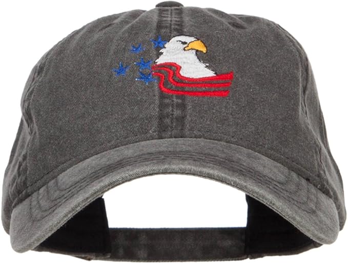 American Eagle Crest Embroidered Washed Cap - Black OSFM at Amazon Men ...