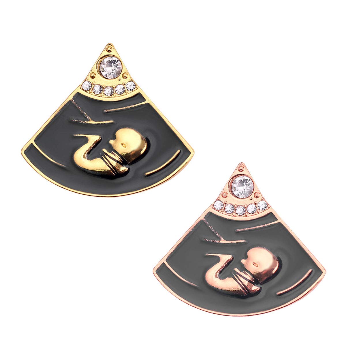 Amazon.com: 2-Set of Golden Fetus Baby in Womb Uterus Brooch White Coat ...