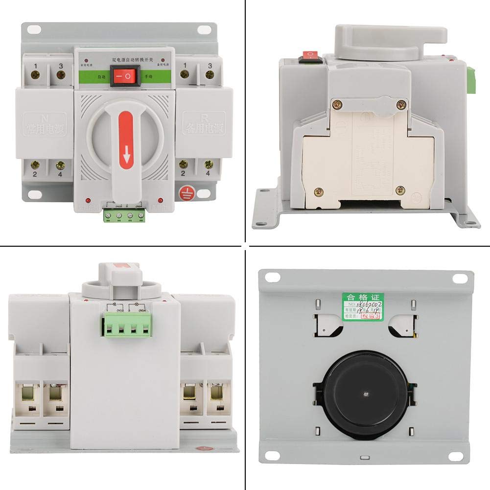 1PC 220V 2 Pole Mini Automatic Dual Transfer Switch 63A Power Change ...