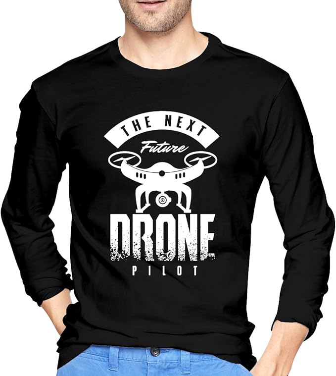Drone Pilot for Drone Lovers Men's Long Sleeve T-Shirt Casual Soft Crew ...
