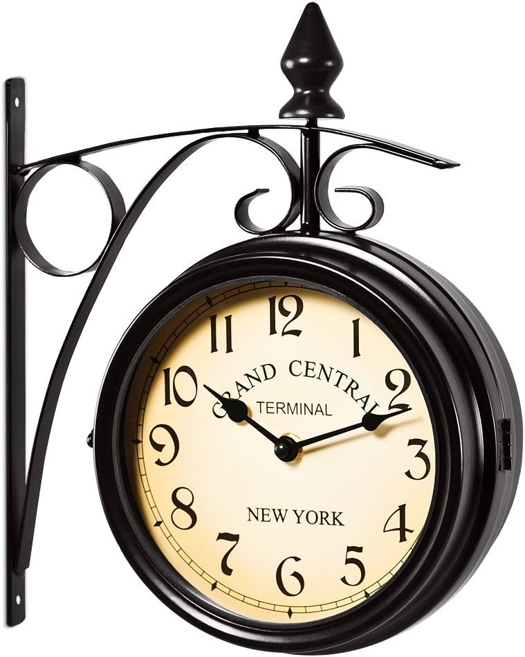 Horloge de Gare Noire à Double Sens 29 x 9,5 x 32,5 cm Montre Murale ...