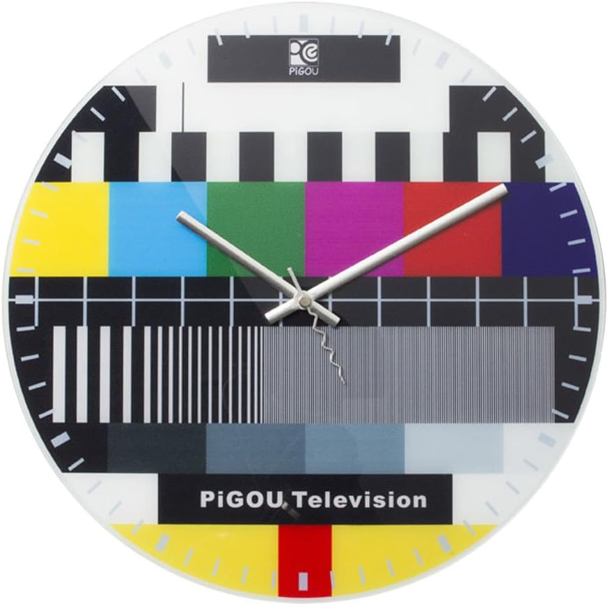 Retro test picture wall clock TV clock with TV interference 30cm ...