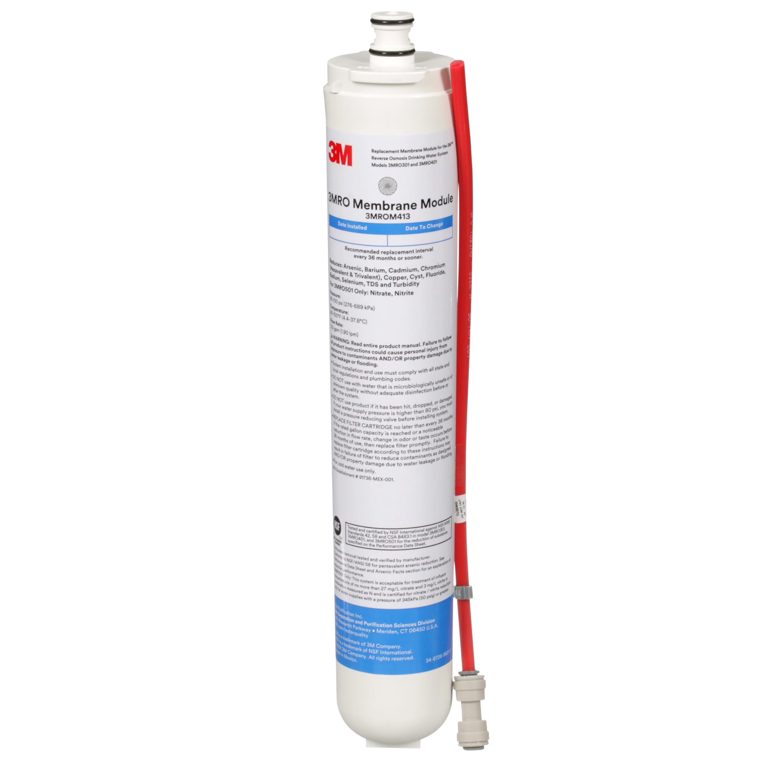 3M Water Filtration Undersink Reverse Osmosis Filter Membrane Cartridge ...