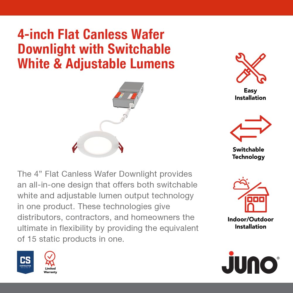Mua Juno LED Recessed Lights 4 Inch Round Baffle Wafer Downlight, 5-in ...