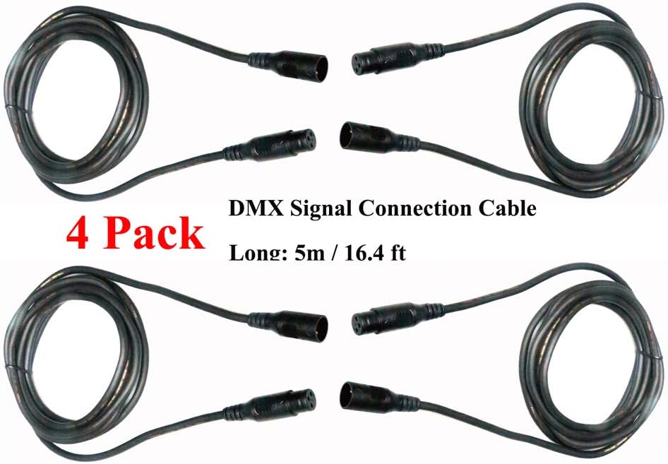 (Pack of 4) 3-Pin DMX Signal Connection Cable Wire 5m /16.4ft with ...