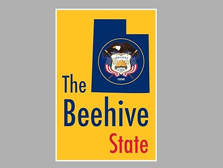 Amazon.com: ArtsyCanvas Utah - The Beehive State Map Flag (24x16 Poster ...