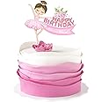 Ercadio 1 Pack Ballerina Tutu Cake Toppers Pink Ballet Girl Happy ...