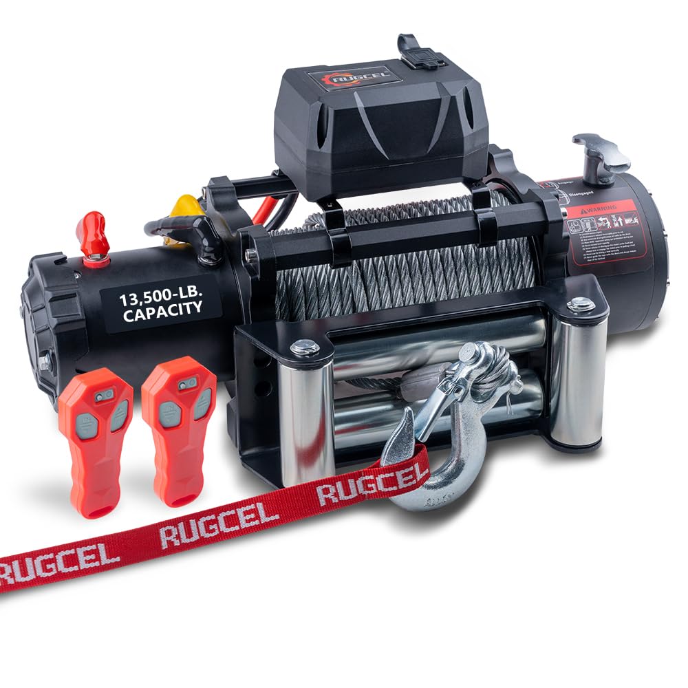 RUGCEL WINCH 13500lb Waterproof Electric Truck Winch 12V Steel Rope ...