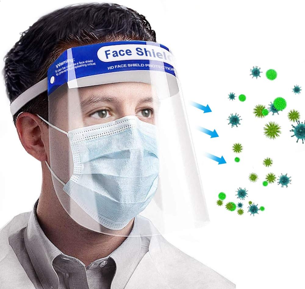 Bazzaree BFS100 Face Shield 100 PCS Plastic Adjustable Transparent ...