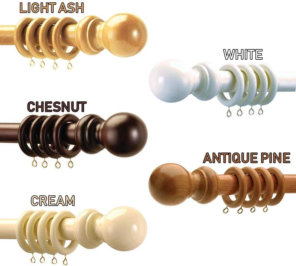 Speedy County 28mm Wood Curtain Pole Set, White, 300 Cm: Amazon.co.uk ...