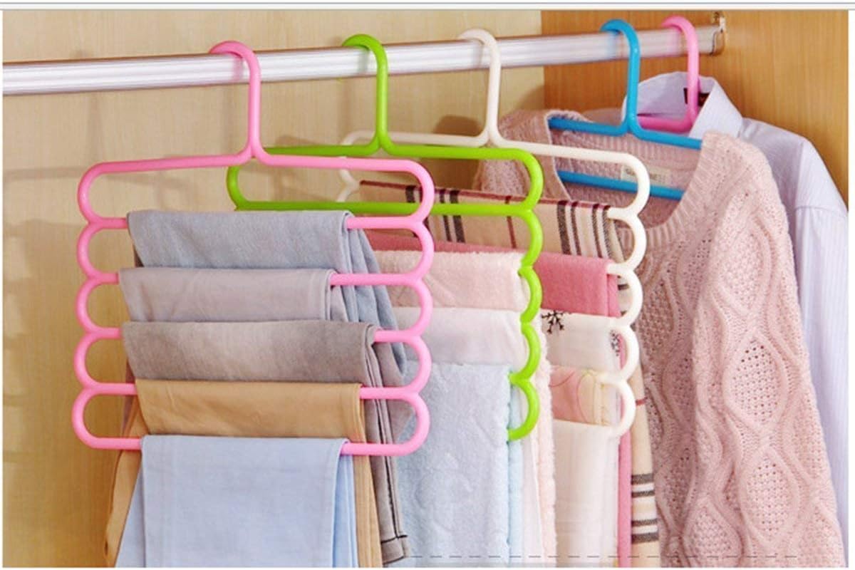 Linear 5 Layer Multipurpose Hanger Clothes Storage Organizer Rack for ...