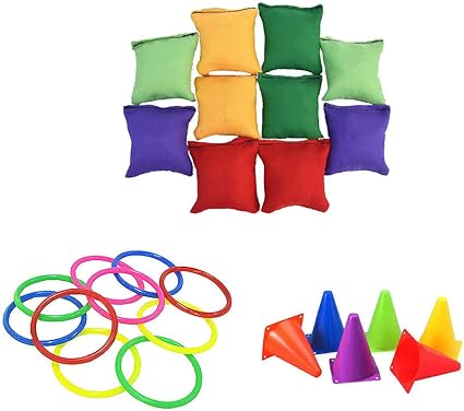 3 in 1 Outdoor Traffic Cone Ring Toss Game Birthday Party Carnival ...