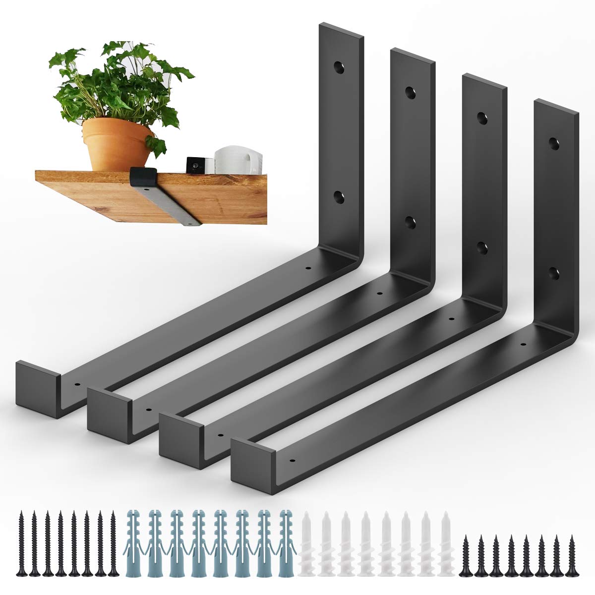 Buy 12 Inch Shelf Bracket 4 Pack Heavy Duty Wall Shelf Brackets with ...