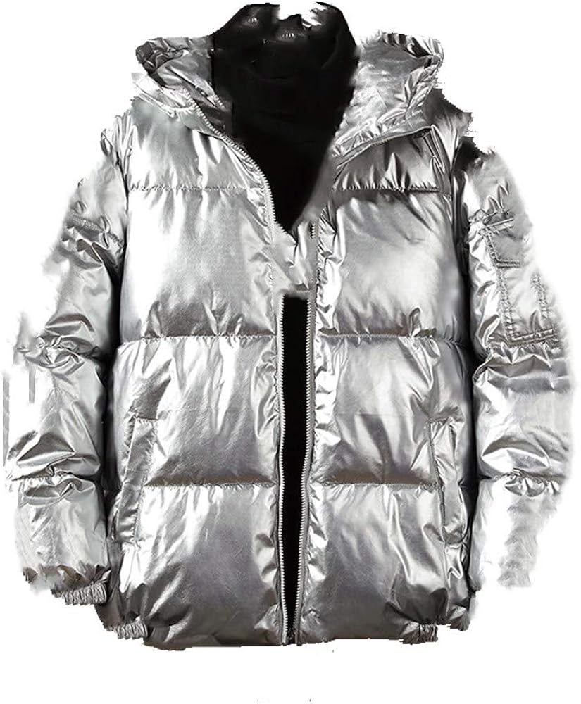 N\P Silver Jacket Coat Man Winter Warm Thick Down Cotton Padded Short ...