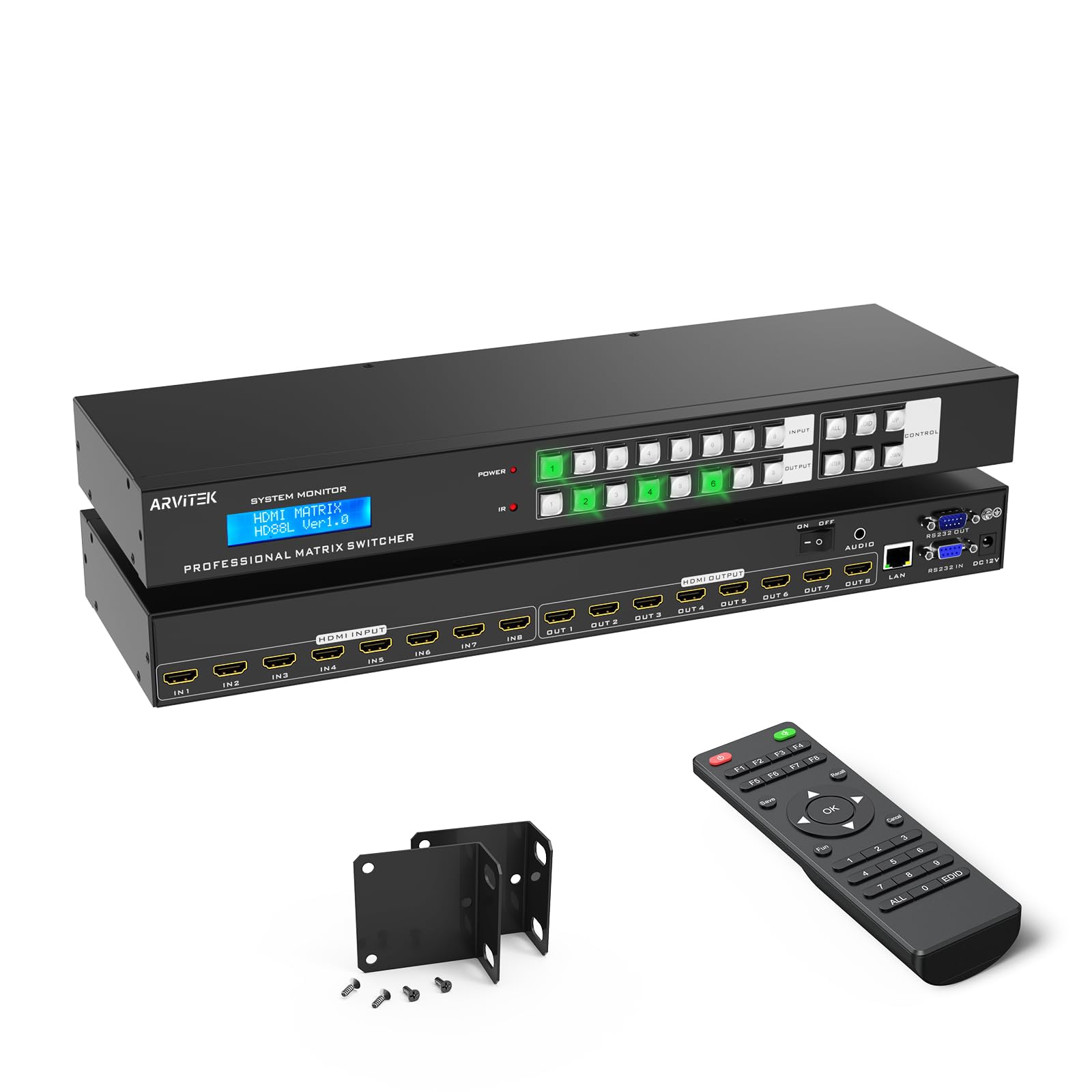 Mua 4K HDMI Matrix Switcher 8x8 with Web GUI & 3.5mm Audio Output, Support LAN/RS232/IR Remote ...