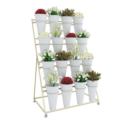 Reykilor 4 Tier Flower Display Stand with 16 Buckets, Movable Plant ...