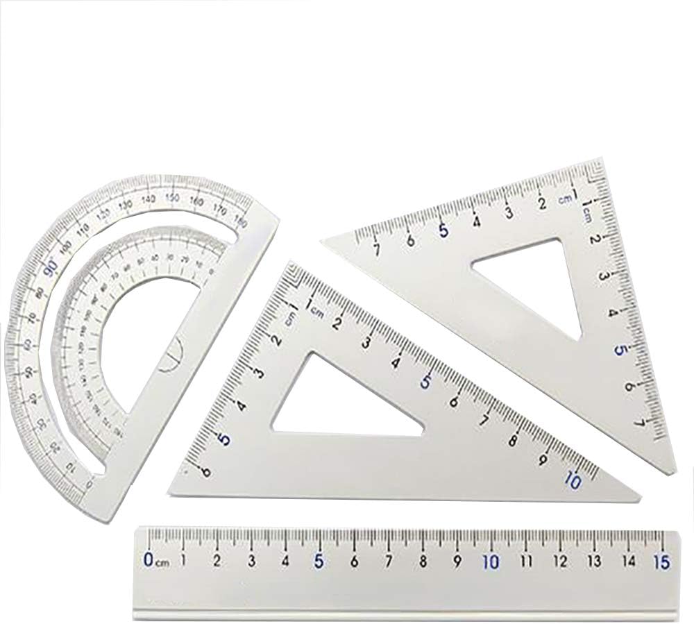 Ruler 15cm Office Triangle Ruler Round Corner Metal Measuring Ruler Kit ...