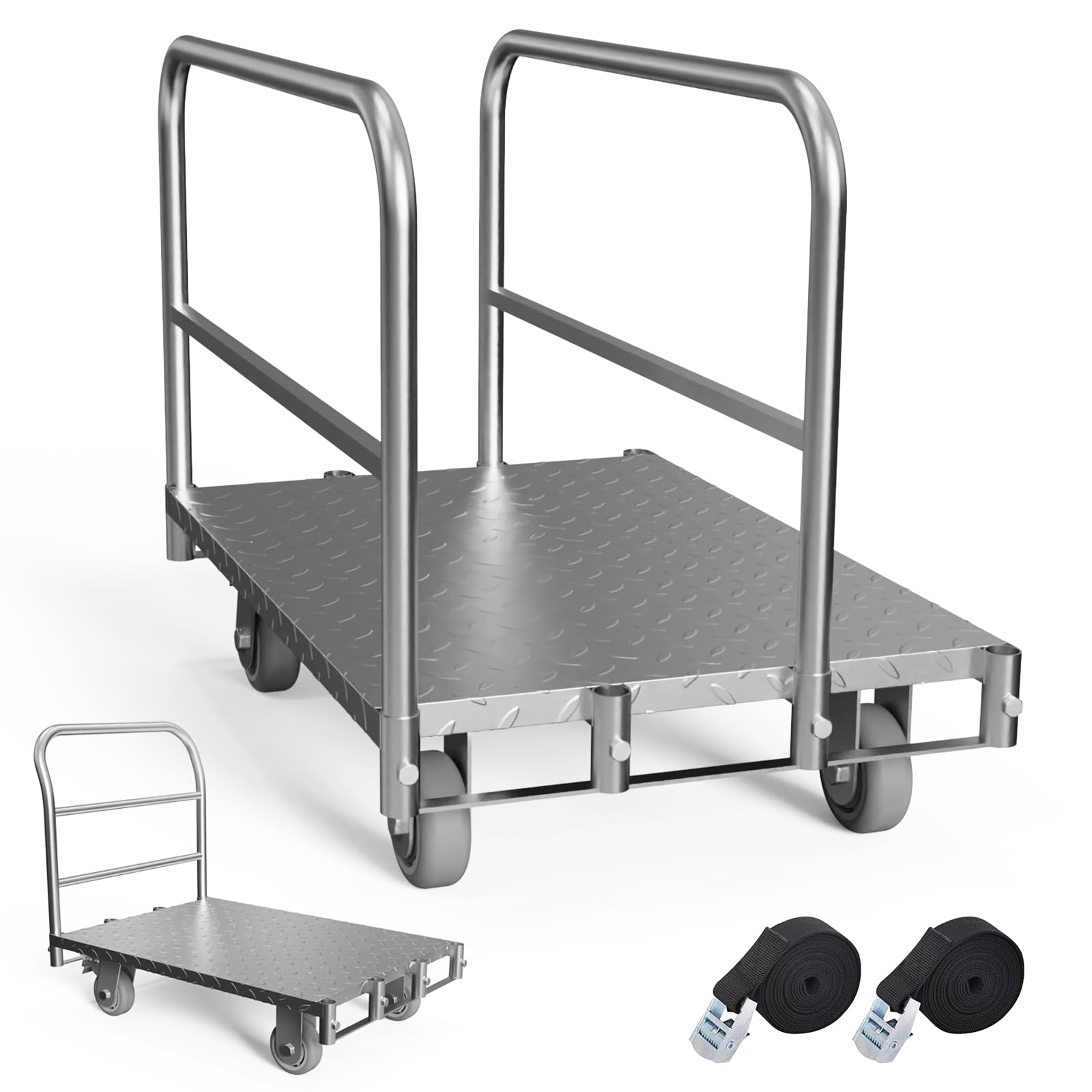 2 in 1 Panel Cart, Heavy Duty Flatbed Cart w/5In Swivel Caster 2000LBS ...