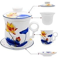 Amazon.com | Tea Talent Porcelain Tea Cup with Infuser Lid and Saucer ...