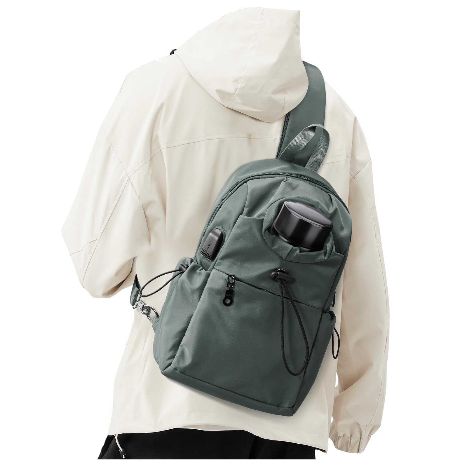 SEAFEW Sling Backpack bag for Men Green, Tactical Backpack Shoulder ...