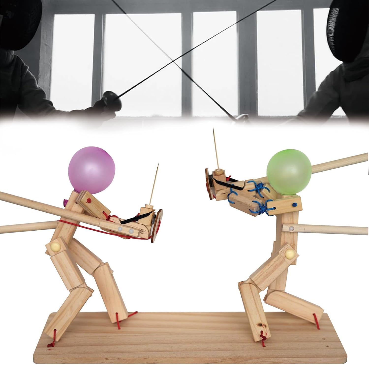 Wooden Fencing Puppets Balloon - Handmade Large 2025 New Man Bamboo Big ...