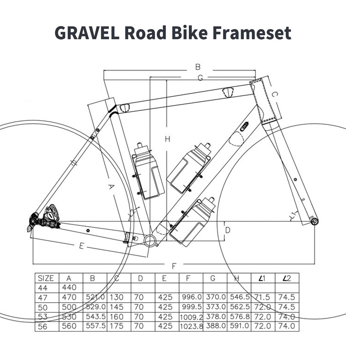 BSFHQS 700C Road Bike Frameset Gravel Bike Frame 44cm/47cm/50cm/53cm ...