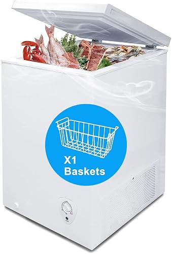 SMETA Small Deep Freezer, Chest Freezer 4.0 Cubic Feet Garage Outdoor ...